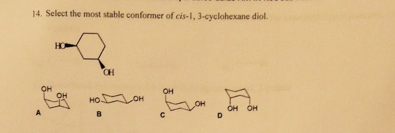 Solved 14. Select the most stable conformer cis-1 | Chegg.com