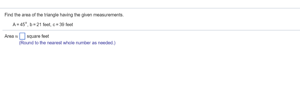 Solved Find the area of the triangle having the given | Chegg.com