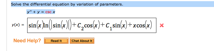 Solved Solve the differential equation by variation of | Chegg.com