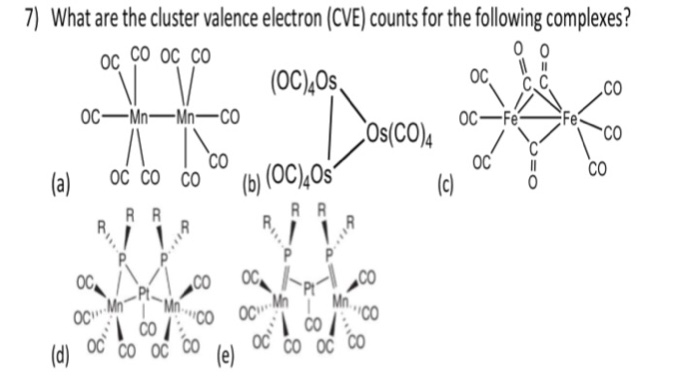 Solved What are the cluster valence electron (CVE) counts | Chegg.com