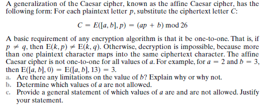 Solved A generalization of the Caesar cipher, known as the | Chegg.com