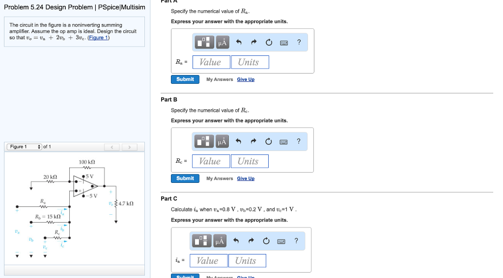 Solved Problem 5.24 Design Problem | PSpice Multisim Specify | Chegg.com
