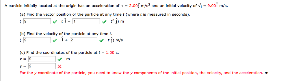 Solved A particle initially located at the origin has an | Chegg.com