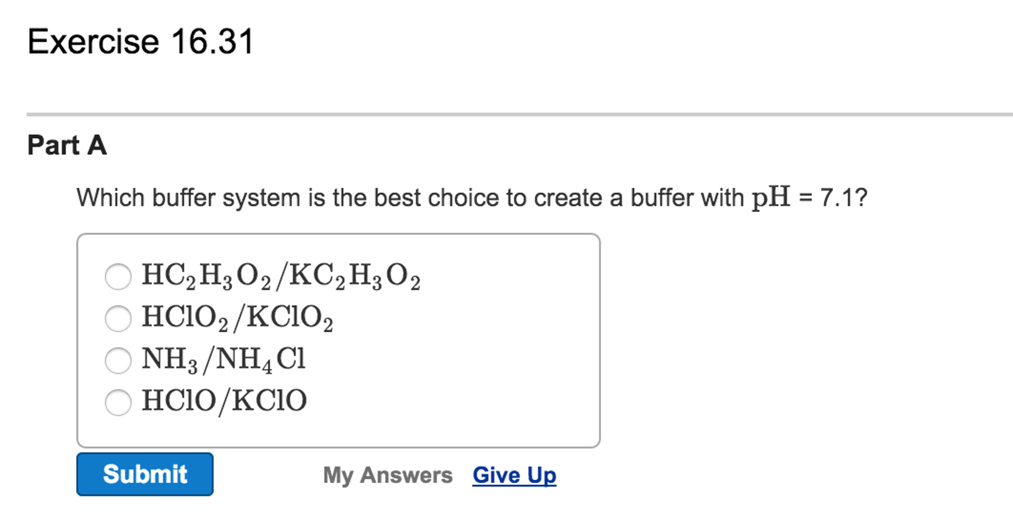 Solved Which buffer system is the best choice to create a | Chegg.com
