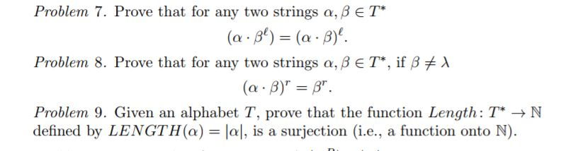 Solved Problem 7. Prove that for any two strings α, β E T* | Chegg.com