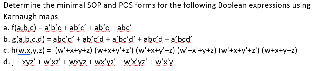 Solved Determine the minimal SOP and POS forms for the | Chegg.com