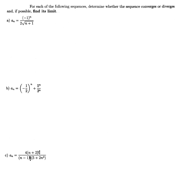 Solved For each of the following sequences, determine | Chegg.com
