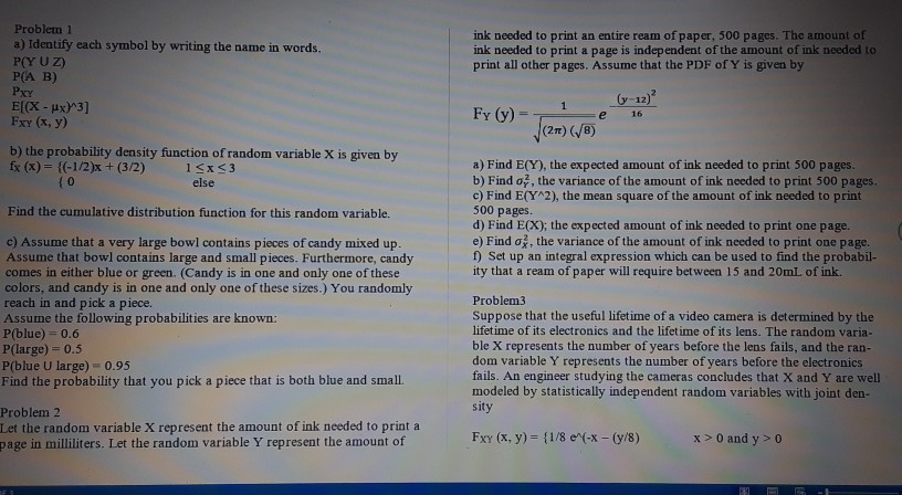 Solved Problem 1 Ink Needed To Print An Entire Ream Of Chegg
