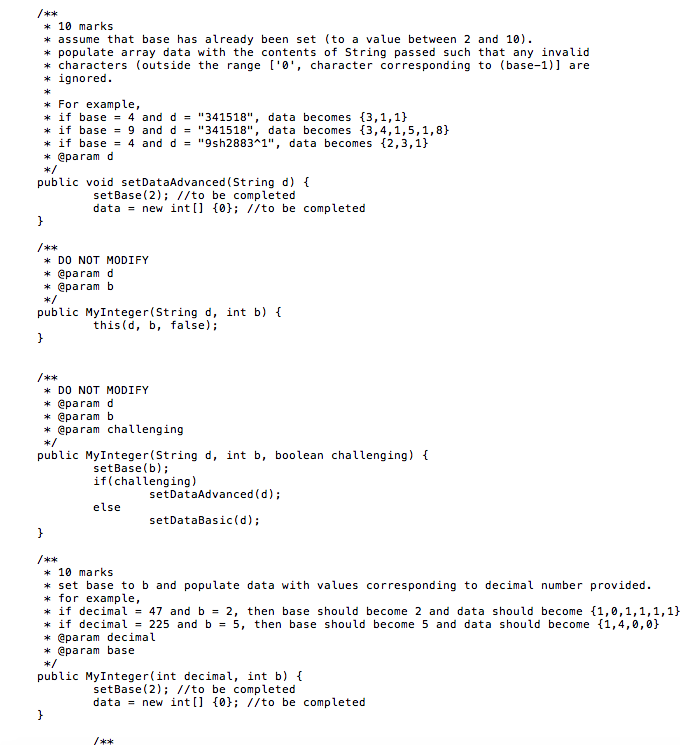 Solved public class MyInteger private int base; private int | Chegg.com