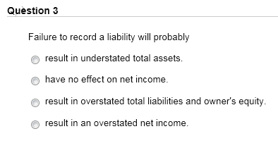 Solved Failure to record a liability will probably result | Chegg.com