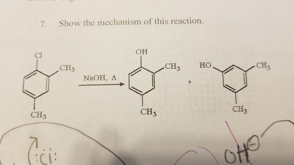 Solved 7. Show the mechanism of this reaction. Cl ?? CH3 CH3 | Chegg.com