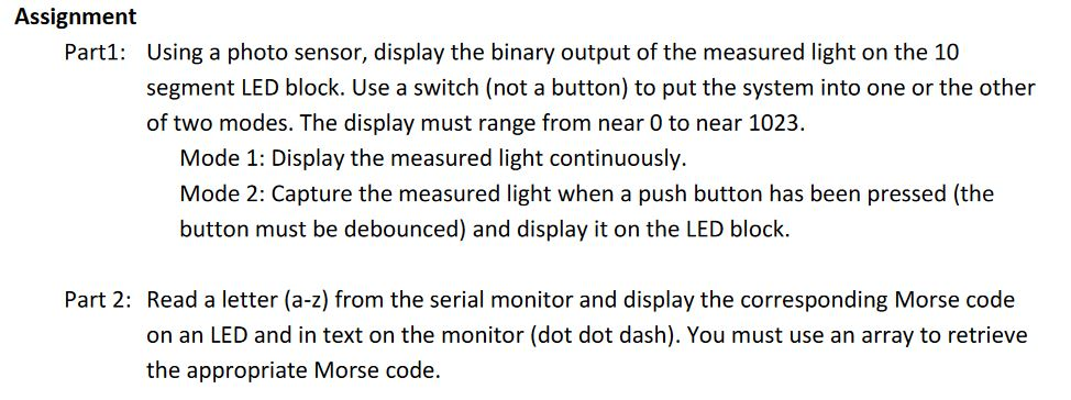Solved Using a photo sensor, display the binary output of | Chegg.com