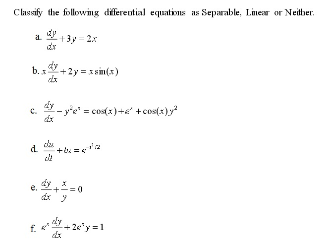 Solved Classify the following differential equations as | Chegg.com