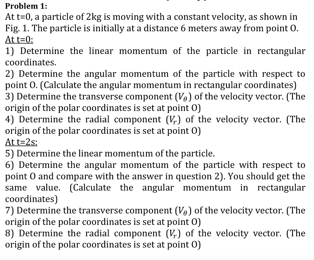 Solved Problem 1: At t-0, a particle of 2kg is moving with a | Chegg.com Solved Problem 1: At t-0, a particle of 2kg is moving with a | Chegg.com
