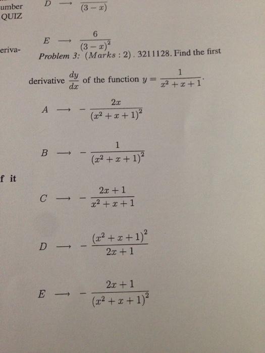 Solved Problem 3: 3211128. Find the first derivative dy/dx | Chegg.com