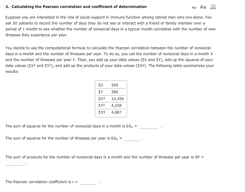 Solved 2. Calculating the Pearson correlation and | Chegg.com