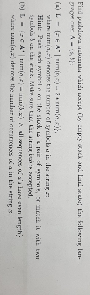Solved Find pushdown automata which accept (by empty stack | Chegg.com