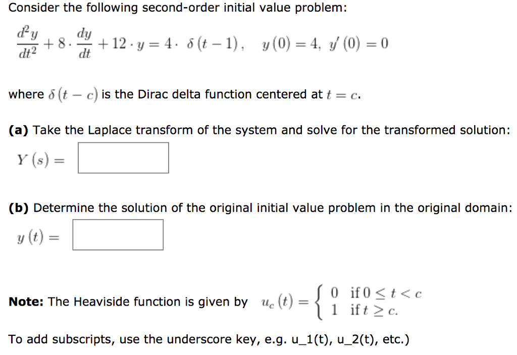 Solved Consider The Following Second Order Initial Value