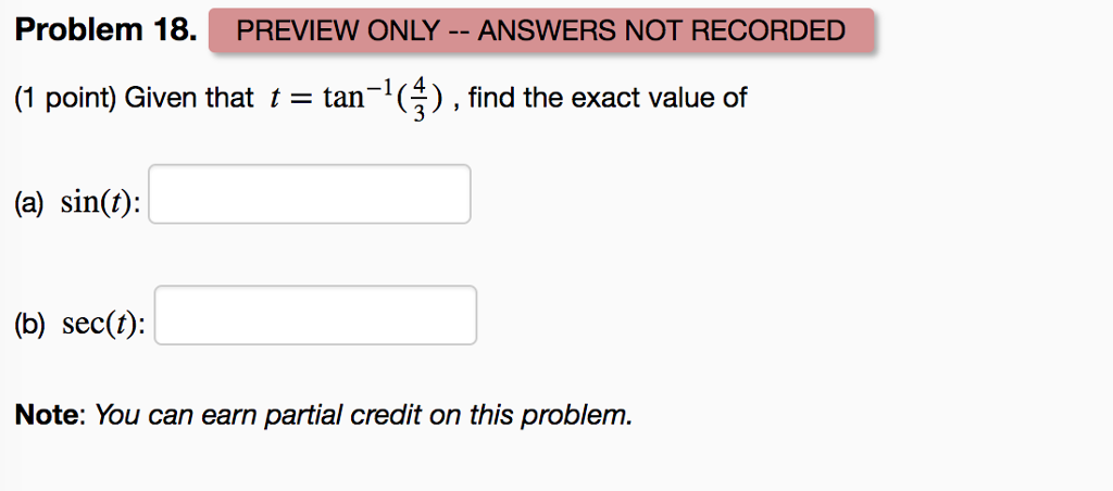 Solved Problem 18. PREVIEW ONLY --ANSWERS NOT RECORDED (1 | Chegg.com
