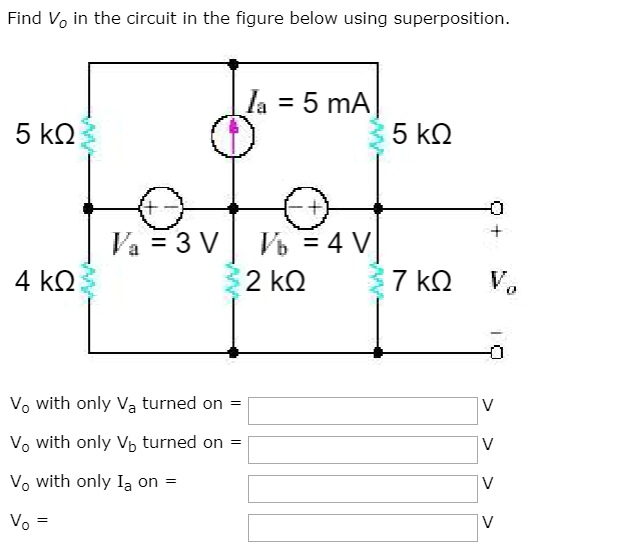 Solved Find Vo in the circuit in the figure below using | Chegg.com