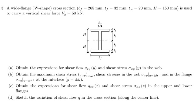 Solved A wide-flange (W-shape) cross section (bf = 265 mm, | Chegg.com
