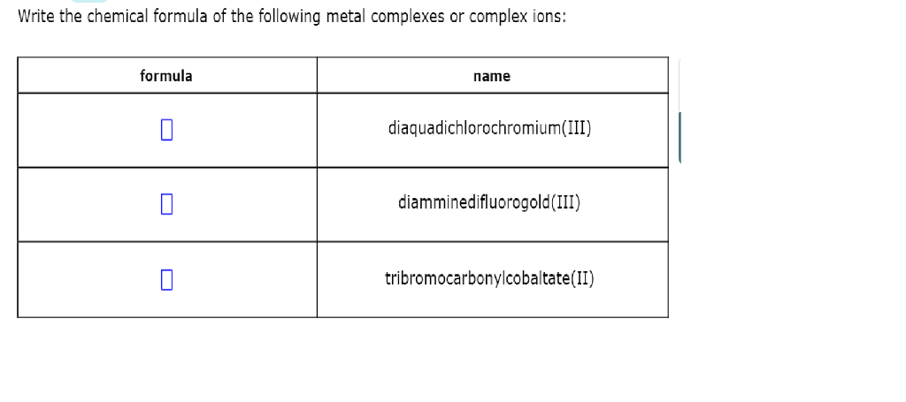 Solved Write the chemical formula of the following metal | Chegg.com