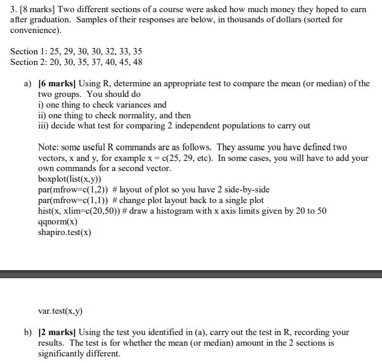 Solved 3 8 Marks Two Different Sections Of A Course Were Chegg solved-3-8-marks-two-different-sections-of-a-course-were-chegg