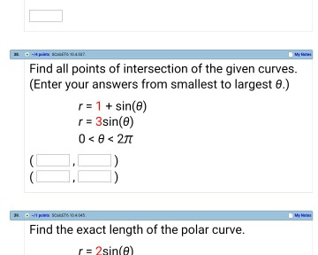 Solved Find all points of intersection of the given curves. | Chegg.com