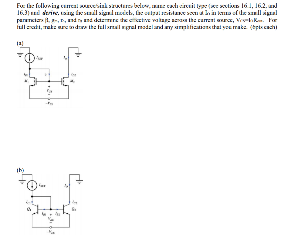 Solved For the following current source/sink structures | Chegg.com