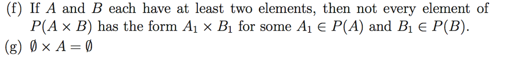 Solved (f) If A and B each have at least two elements, then | Chegg.com