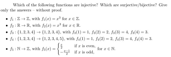 Solved Which of the following functions are injective? Which | Chegg.com