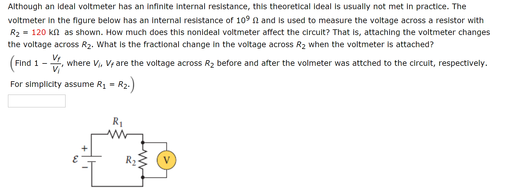 Solved Although an ideal voltmeter has an infinite internal | Chegg.com