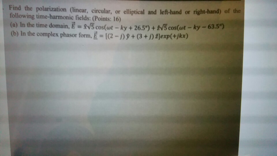 Solved ind the polarization (linear, circular, or elliptical | Chegg.com
