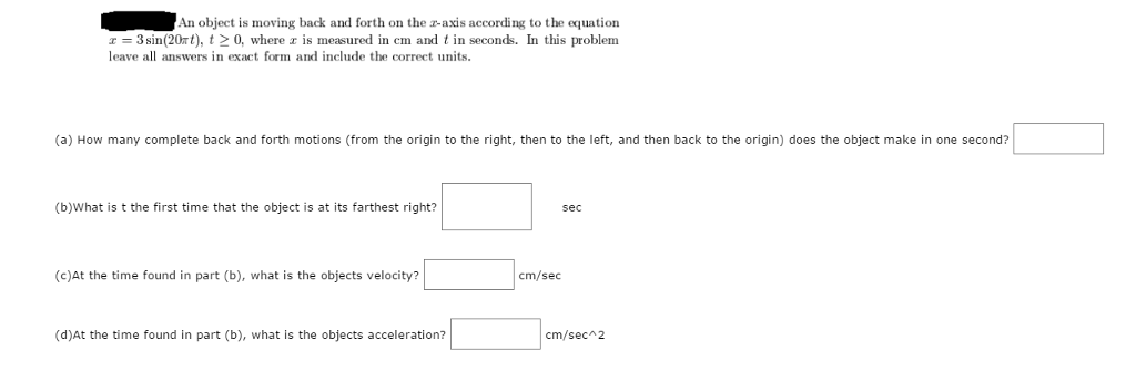 Solved An object is moving back and forth on the x-axis | Chegg.com