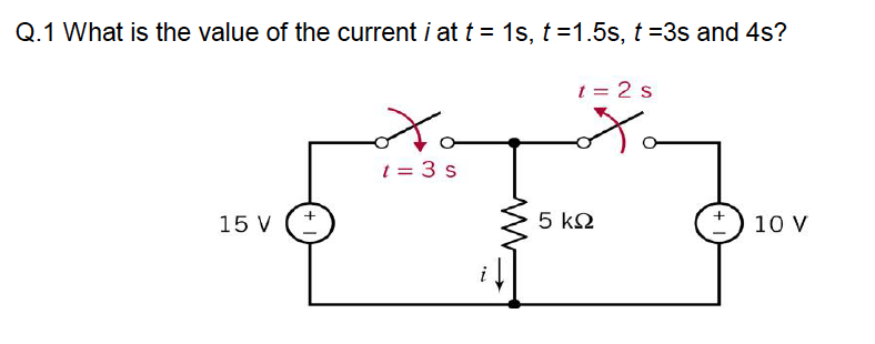 Solved What is the value of the current i at t = 1 s, t | Chegg.com