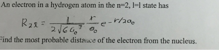 Solved An Electron In A Hydrogen Atom In The N 2 1 1 State