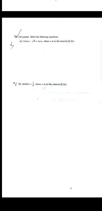 Solved (10 polnts) Solve the following equations: (a) 30s-3, | Chegg.com Solved (10 polnts) Solve the following equations: (a) 30s-3, | Chegg.com