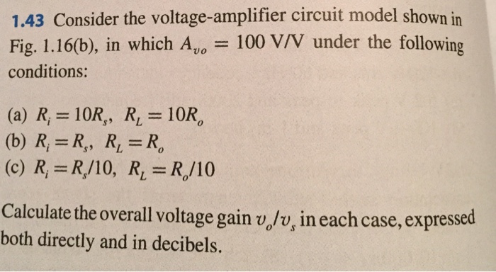 Solved 1.43 Consider the voltage-amplifier circuit model | Chegg.com