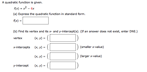 Solved A quadratic function is given. F(x)=x^2- 6x (a) | Chegg.com