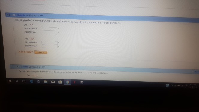 Solved Find (if possible) the complement and supplement of | Chegg.com