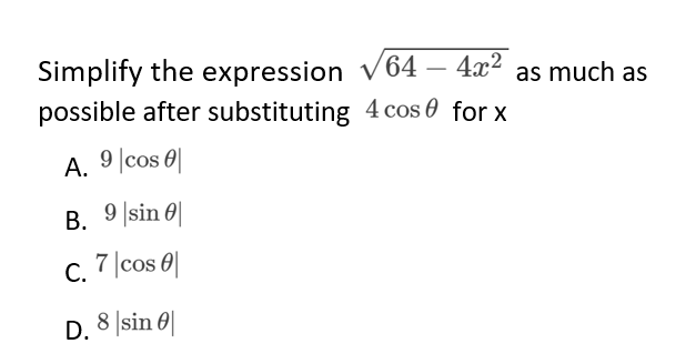Solved Simplify the expression squareroot 64 - 4x^2 as much | Chegg.com