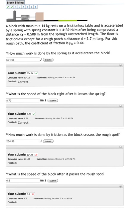 Solved Block sliding | Chegg.com