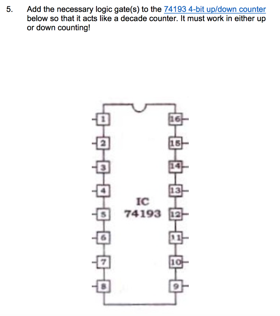 Solved 5. Add the necessary logic gate(s) to the 74193 4-bit | Chegg.com
