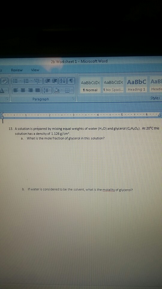 Solved 2b worksheet 1 Microsoft Word s Review View AaBbccDc | Chegg.com