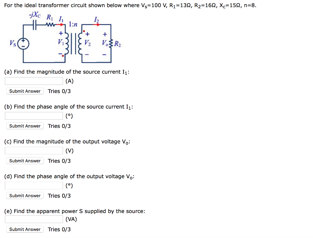 Solved For the ideal transformer circuit shown below where | Chegg.com