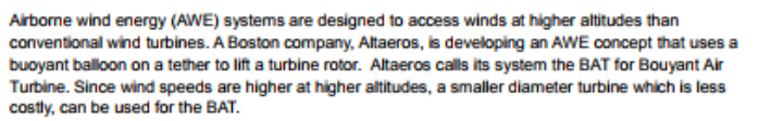 Solved Airbome wind energy (AWE) systems are designed to | Chegg.com