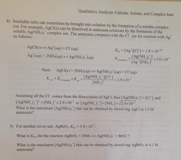 Solved Insoluble salts can sometimes be brought into | Chegg.com