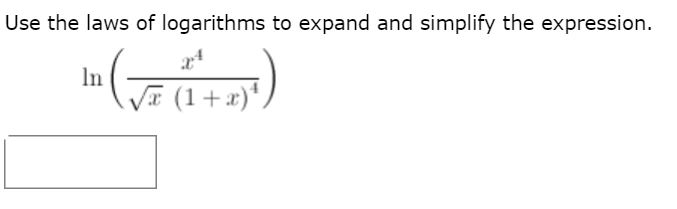 Solved Use the laws of logarithms to expand and simplify the | Chegg.com