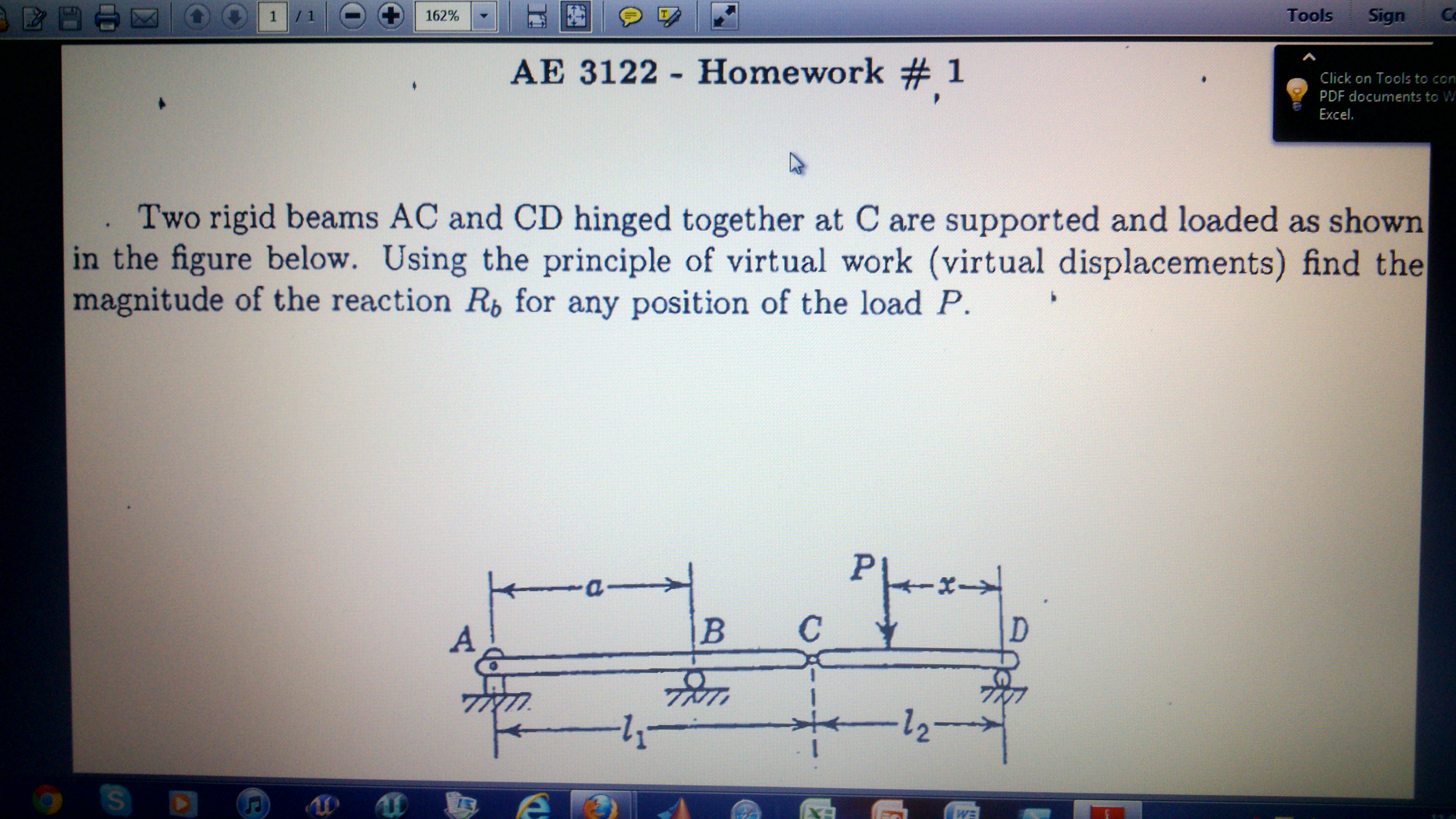 Solved Two rigid beams AC and CD hinged together at C are | Chegg.com