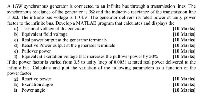 Solved A 1GW synchronous generator is connected to an | Chegg.com